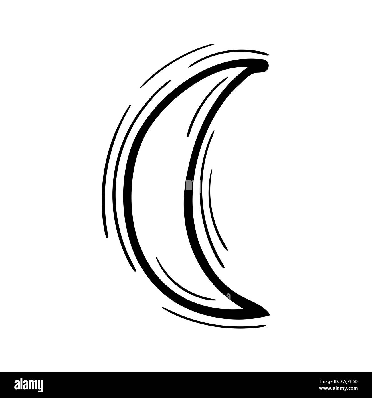 Hand drawn moon. Astrological symbol. Magical sign. Doodle crescent ...