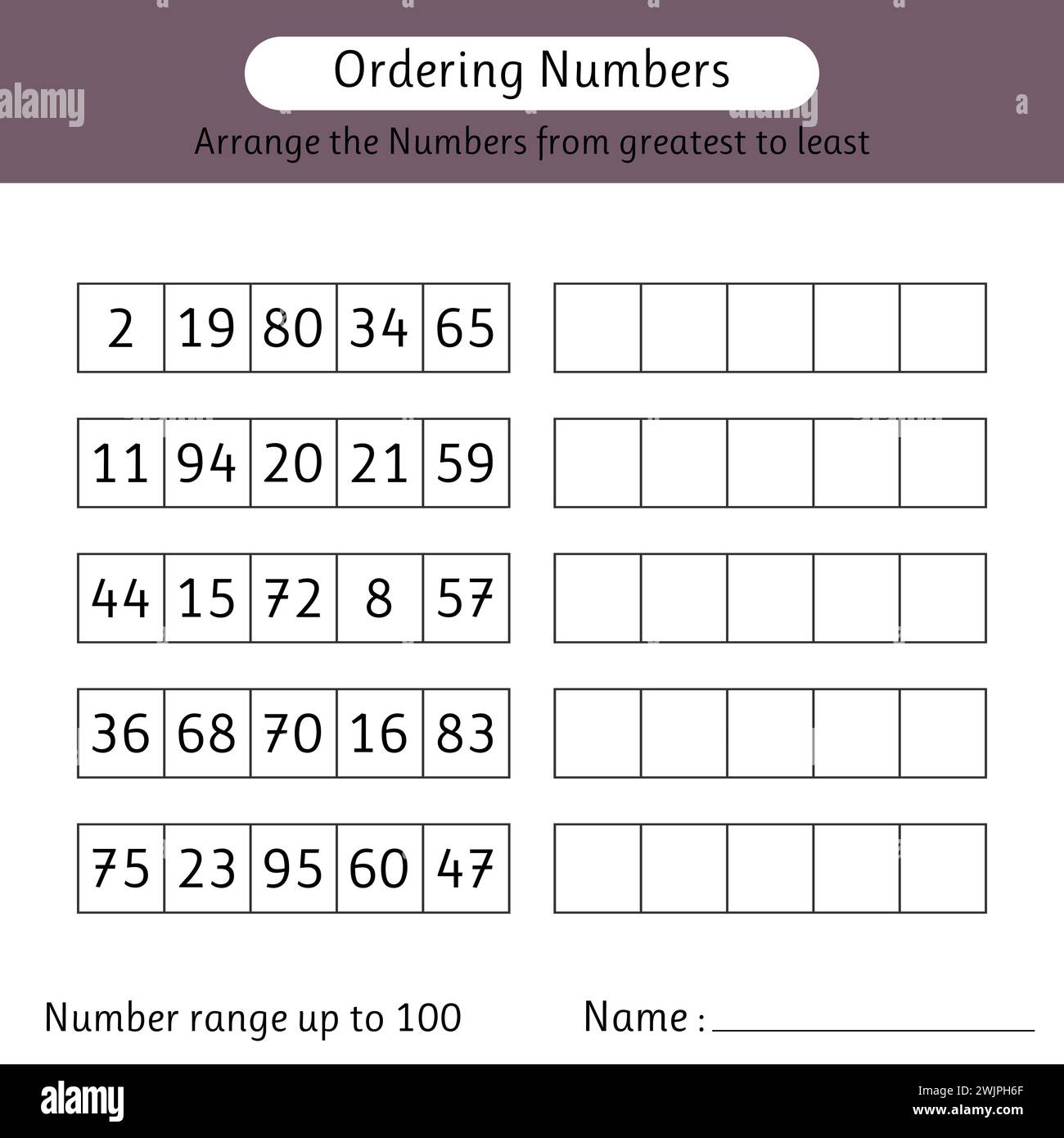 Ordering numbers worksheet. Arrange the numbers from greatest to least ...