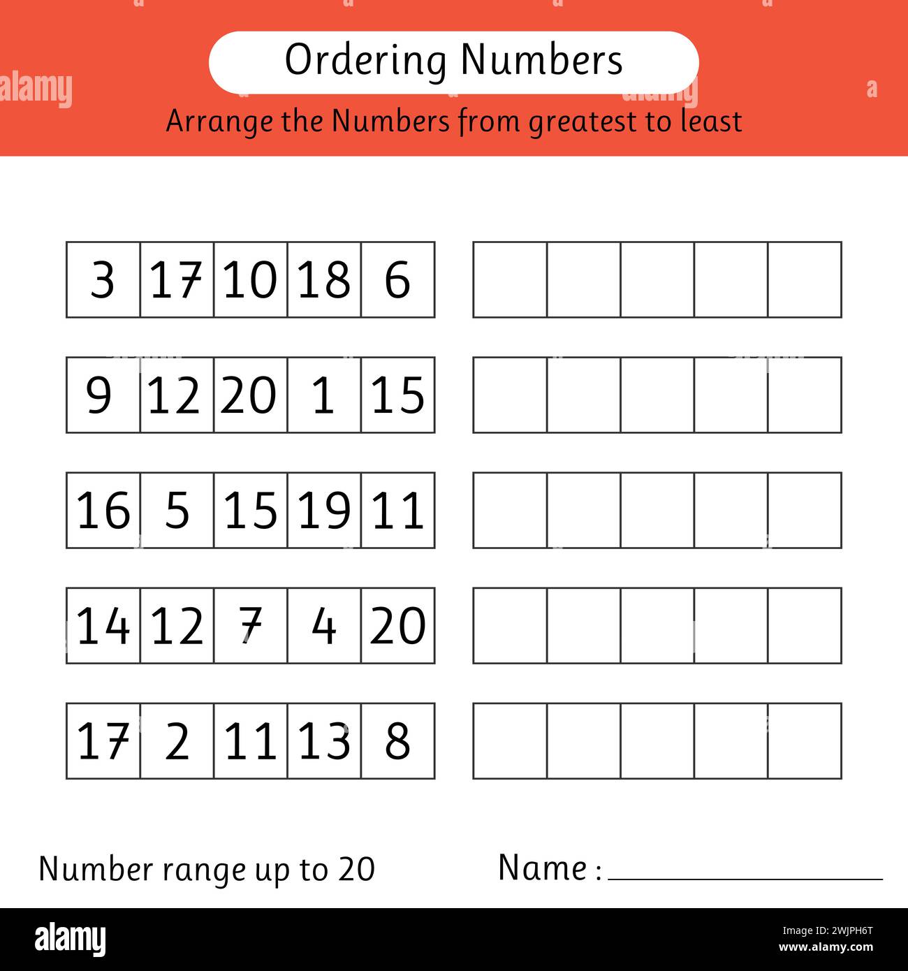 Ordering numbers worksheet. Arrange the numbers from greatest to least ...