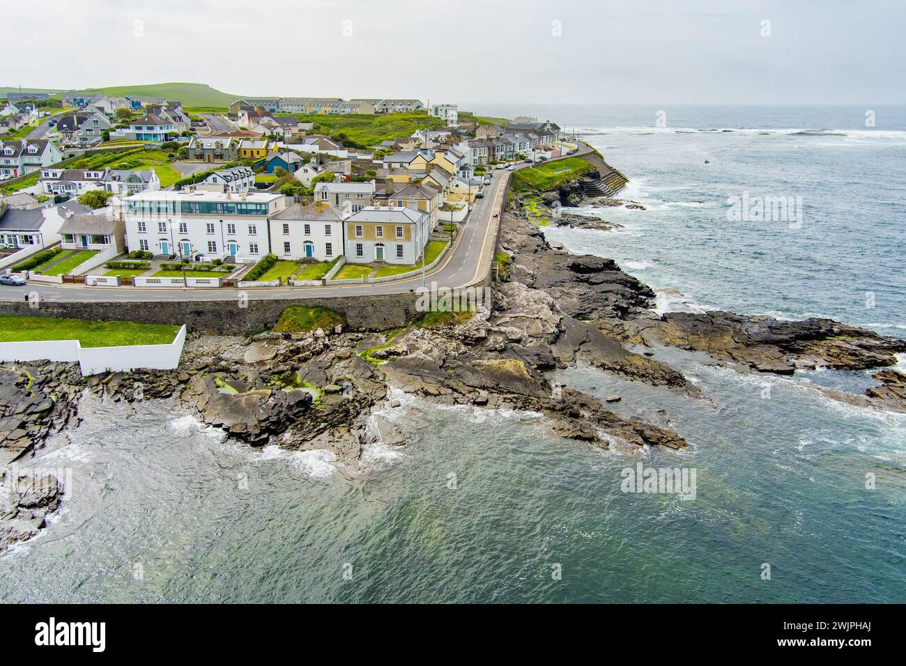 Aerial view of Kilkee, small coastal town, popular as a seaside resort ...