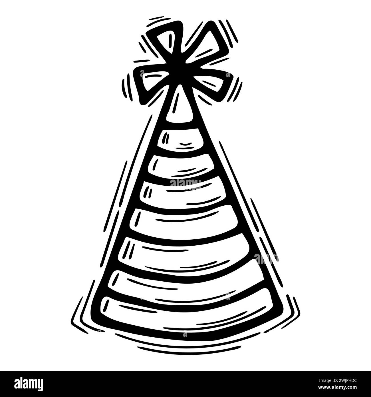 Hand drawn Birthday hat on white background. Decorative element. Party ...