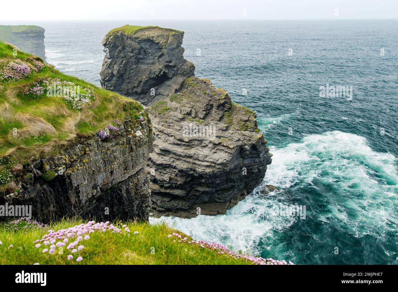 Spectacular Kilkee Cliffs, situated at the Loop Head Peninsula, remote ...
