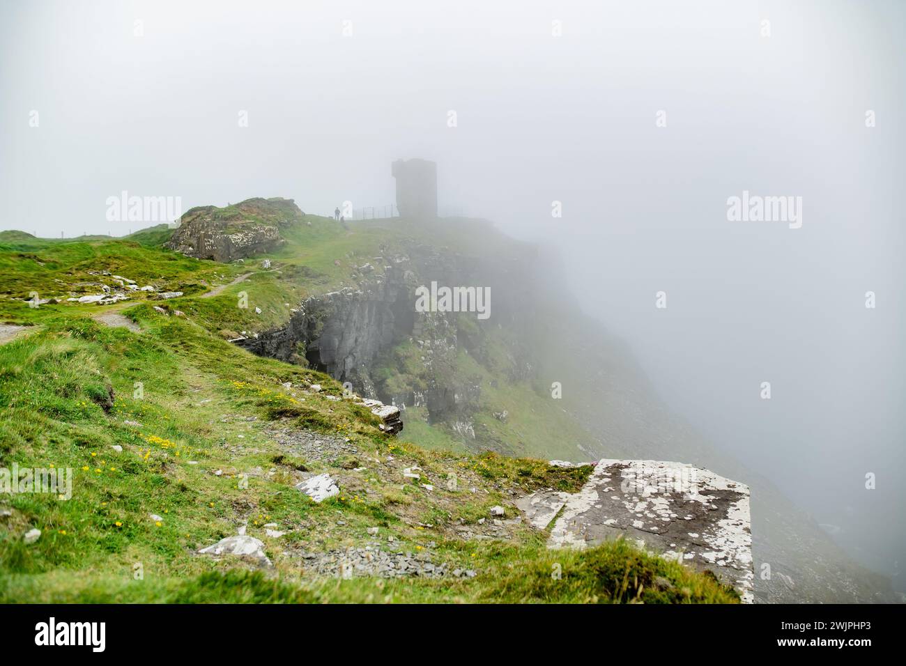 Moher Tower at Hag's Head on the famous Cliffs of Moher, one of the ...