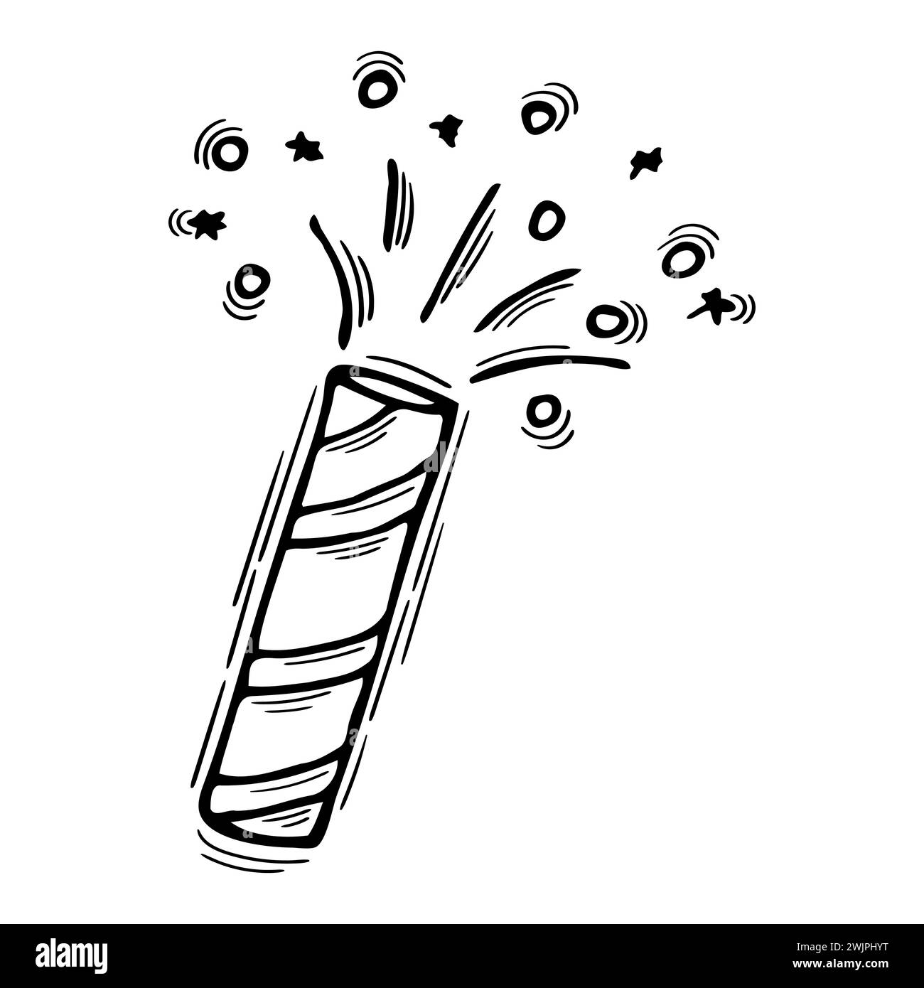 Hand drawn petard. Doodle firework, firecracker, sparkler. Celebration ...