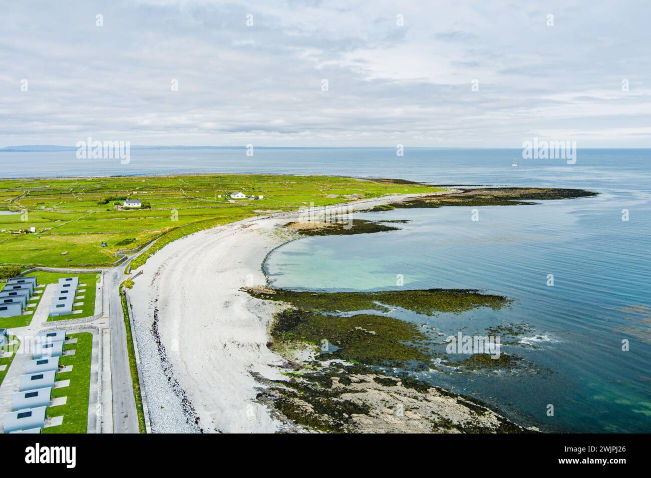 Aerial view of Inishmore or Inis Mor, the largest of the Aran Islands ...