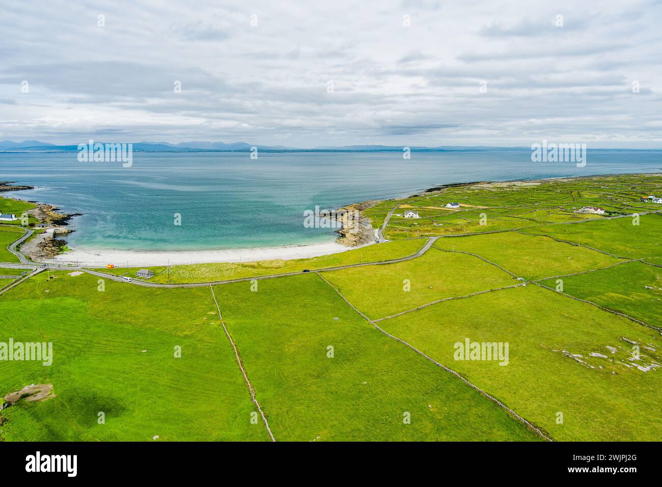 Aerial view of Inishmore or Inis Mor, the largest of the Aran Islands ...