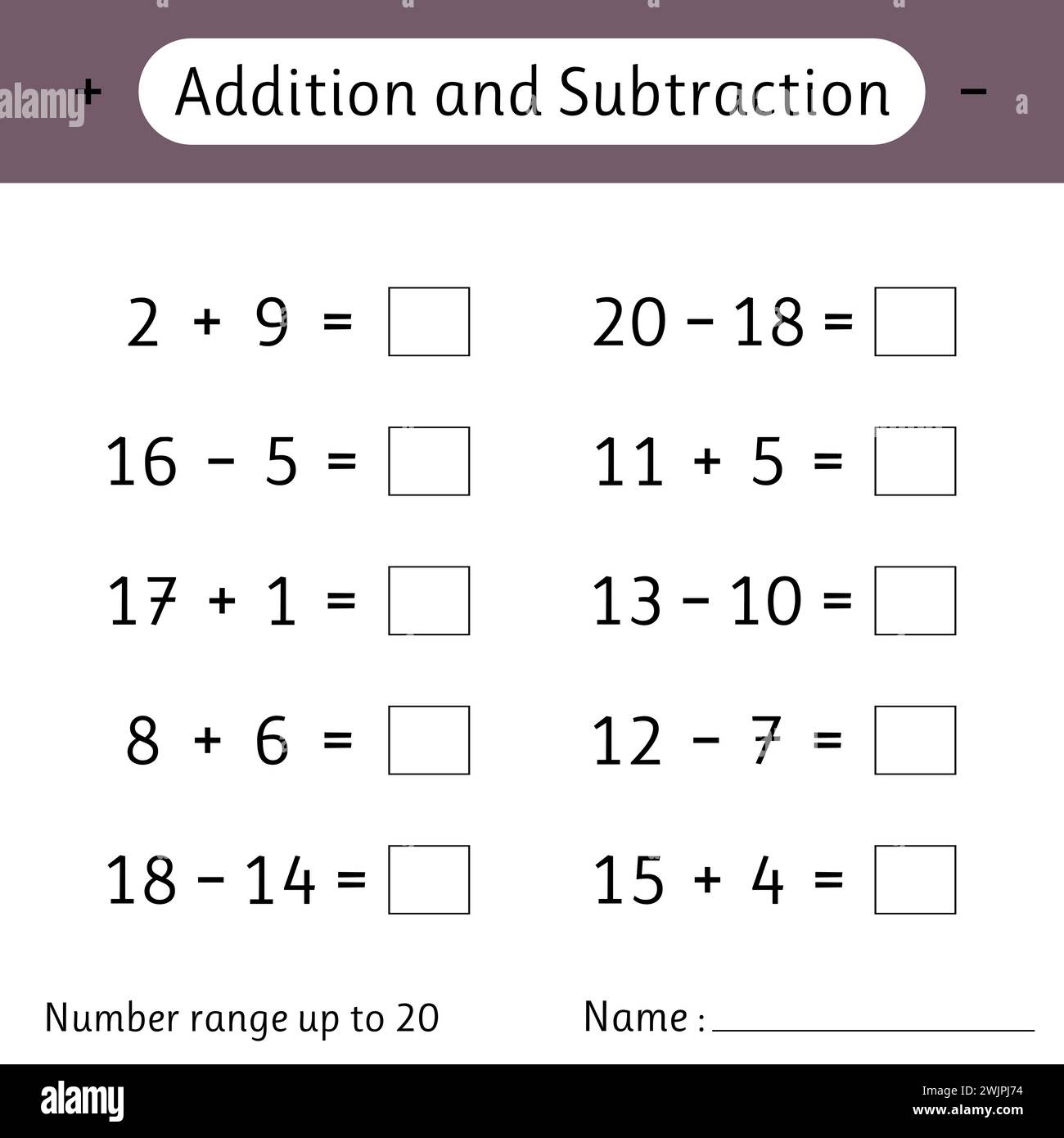 Addition and Subtraction. Number range up to 20. Mathematics. Math ...