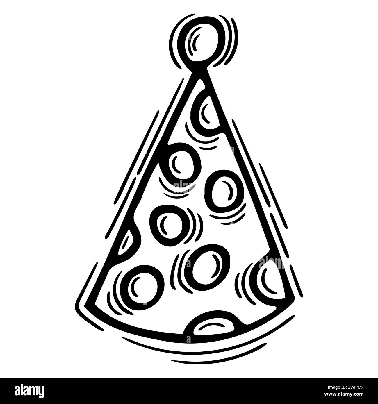 Hand drawn Birthday hat on white background. Decorative element. Doodle ...