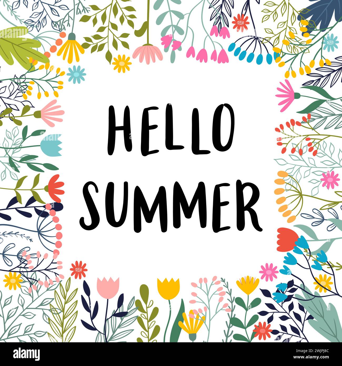 Hello summer. Inspirational and motivating phrase. Quote, slogan ...
