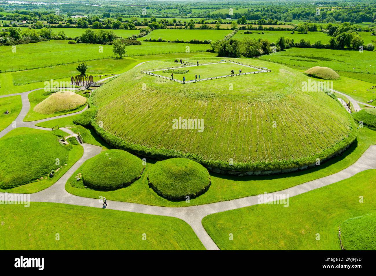 Aerial view of Knowth, the largest and most remarkable ancient monument ...
