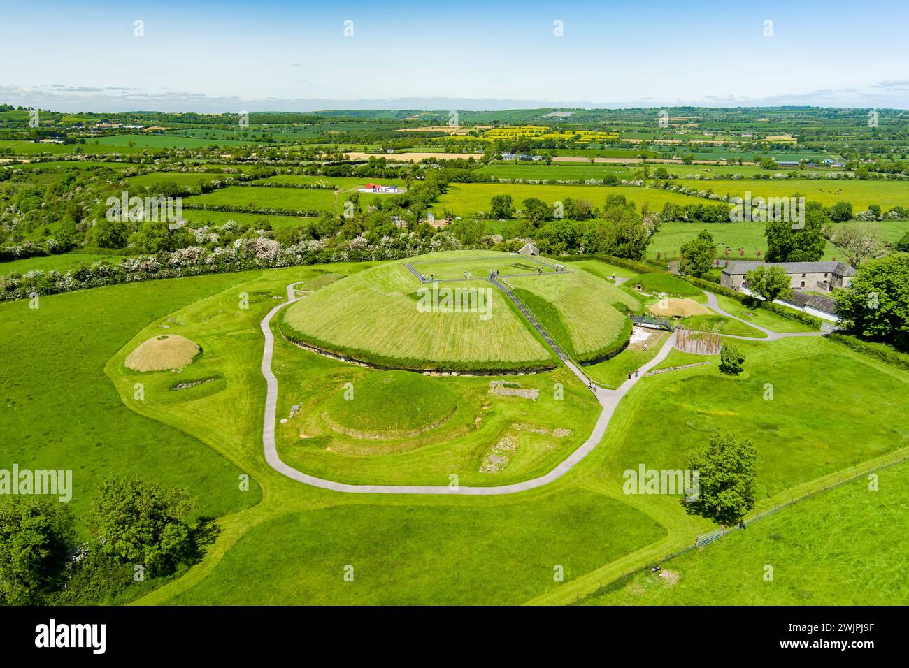 Aerial view of Knowth, the largest and most remarkable ancient monument ...