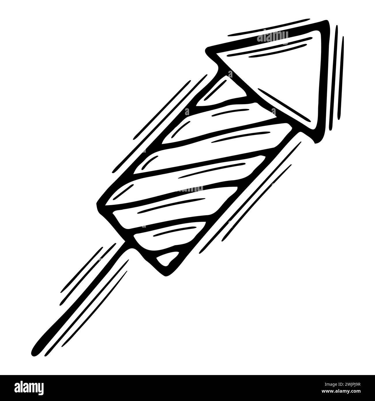 Hand drawn petard. Doodle firecracker, firework, sparkler. Celebration ...