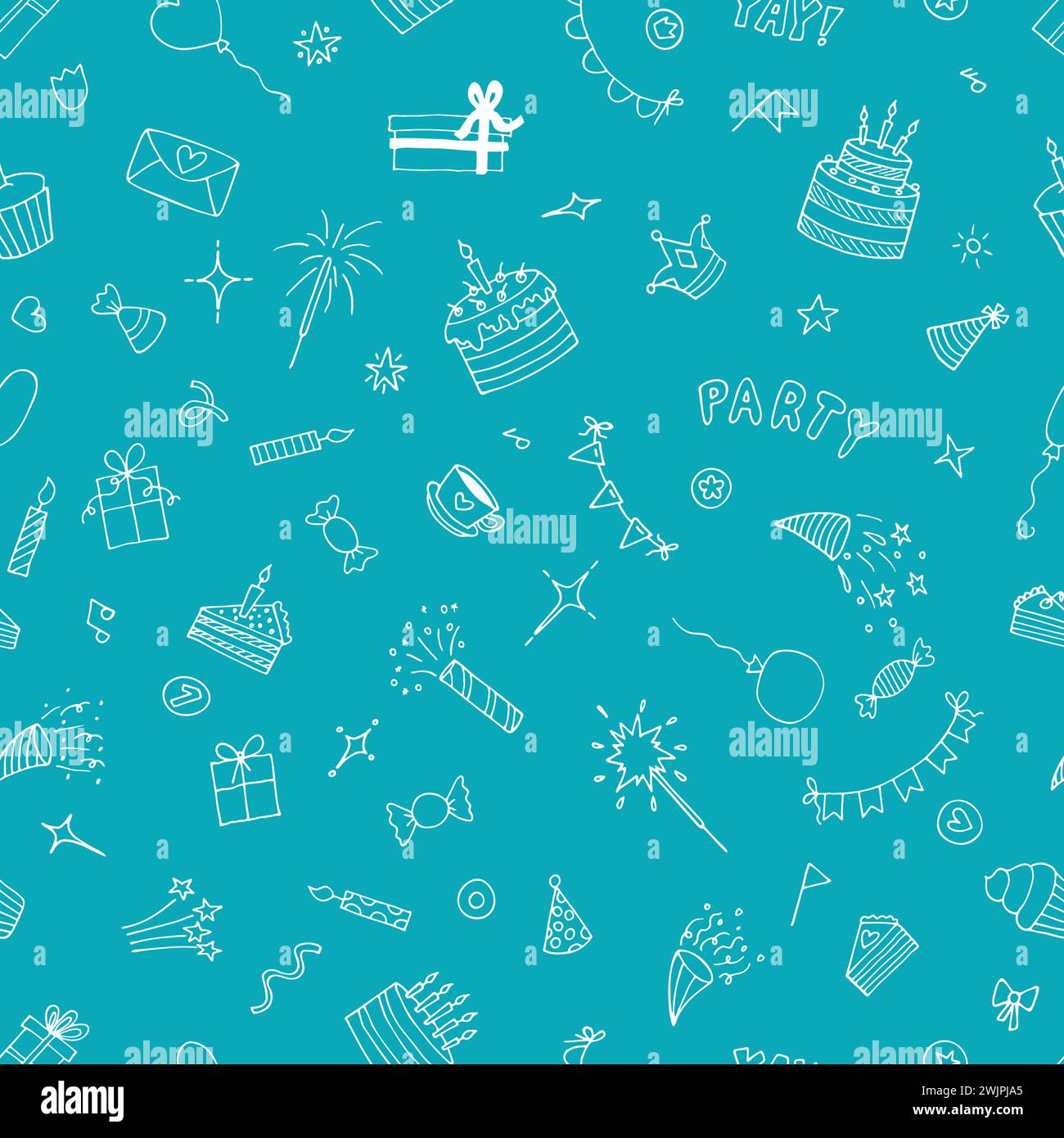 Funny Birthday seamless pattern. Cute doodle background. Happy Birthday ...
