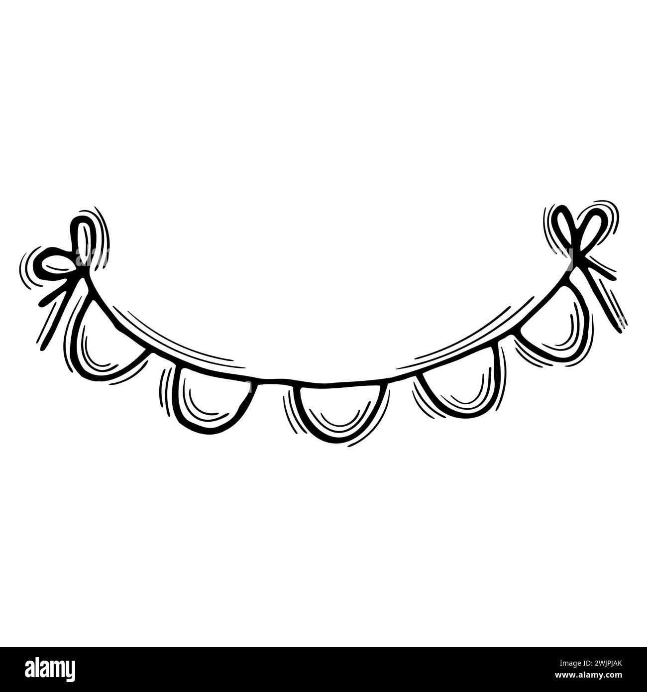 Hand drawn birthday garland and flags. Sketch style. Holiday decoration ...