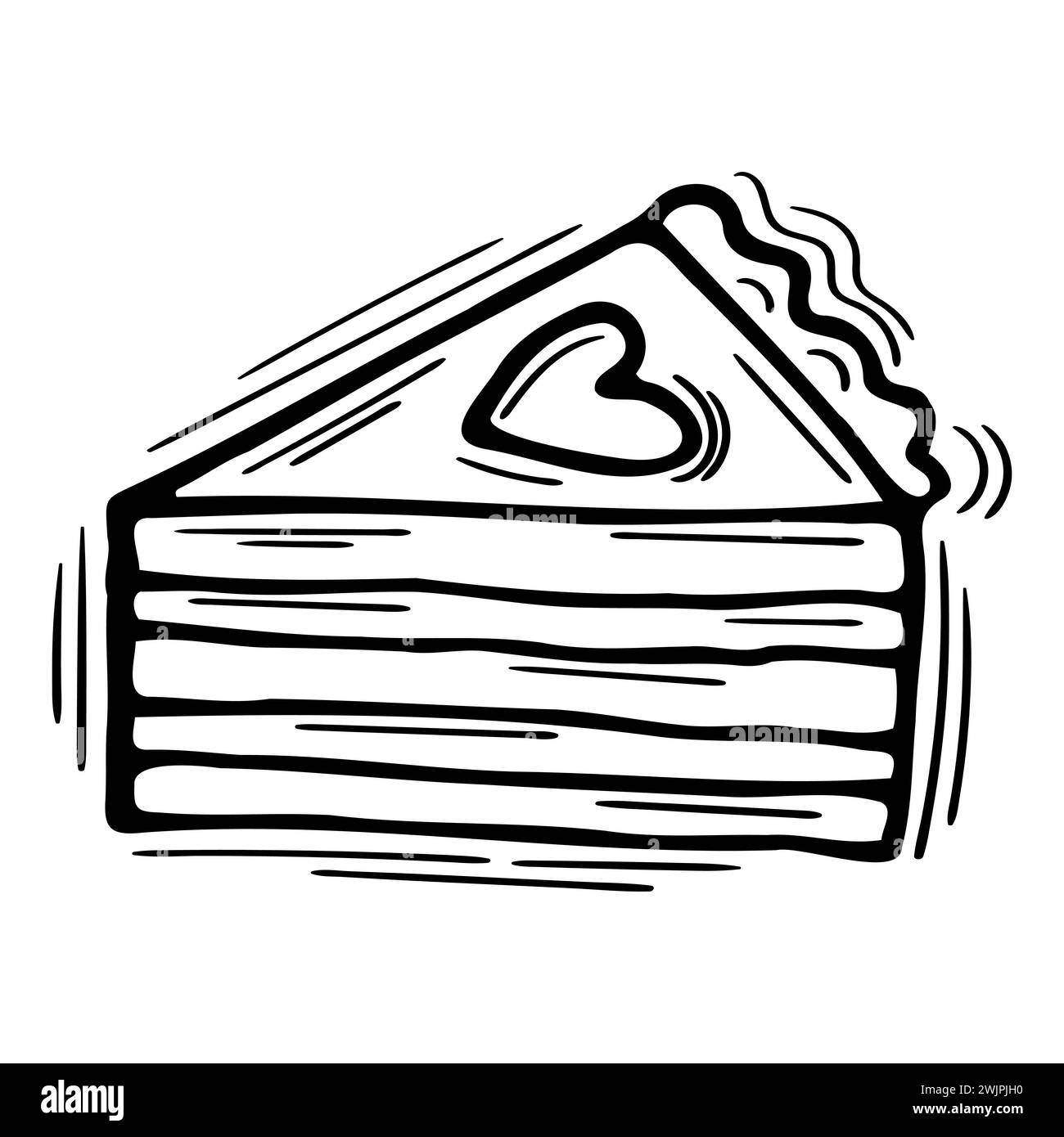 Hand drawn Birthday slice of cake. Doodle pastry food. Wedding ...