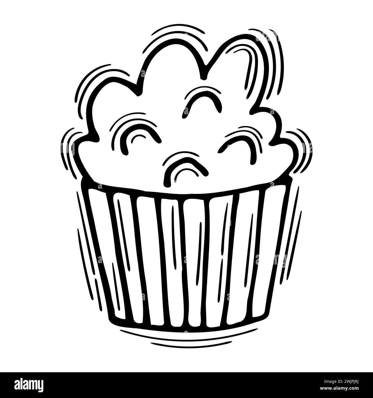 Hand drawn cupcake. Wedding, anniversary, birthday party. Doodle pastry ...