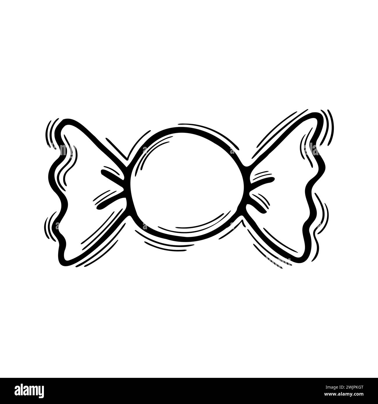 Hand drawn wrapped candy. Doodle. Sketch style. Sweets icon. Vector ...