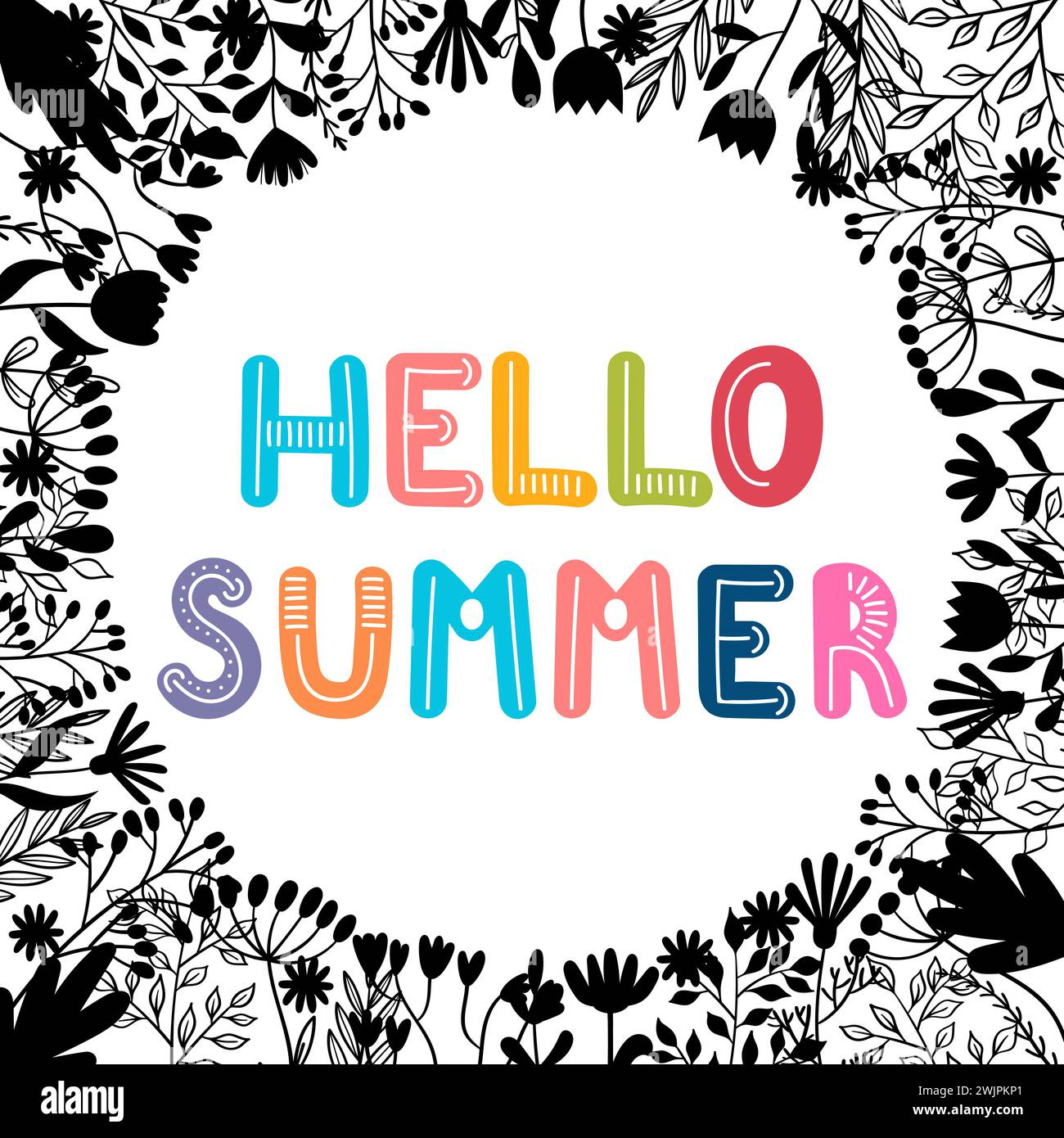 Hello summer. Inspirational and motivating phrase. Lettering design for ...