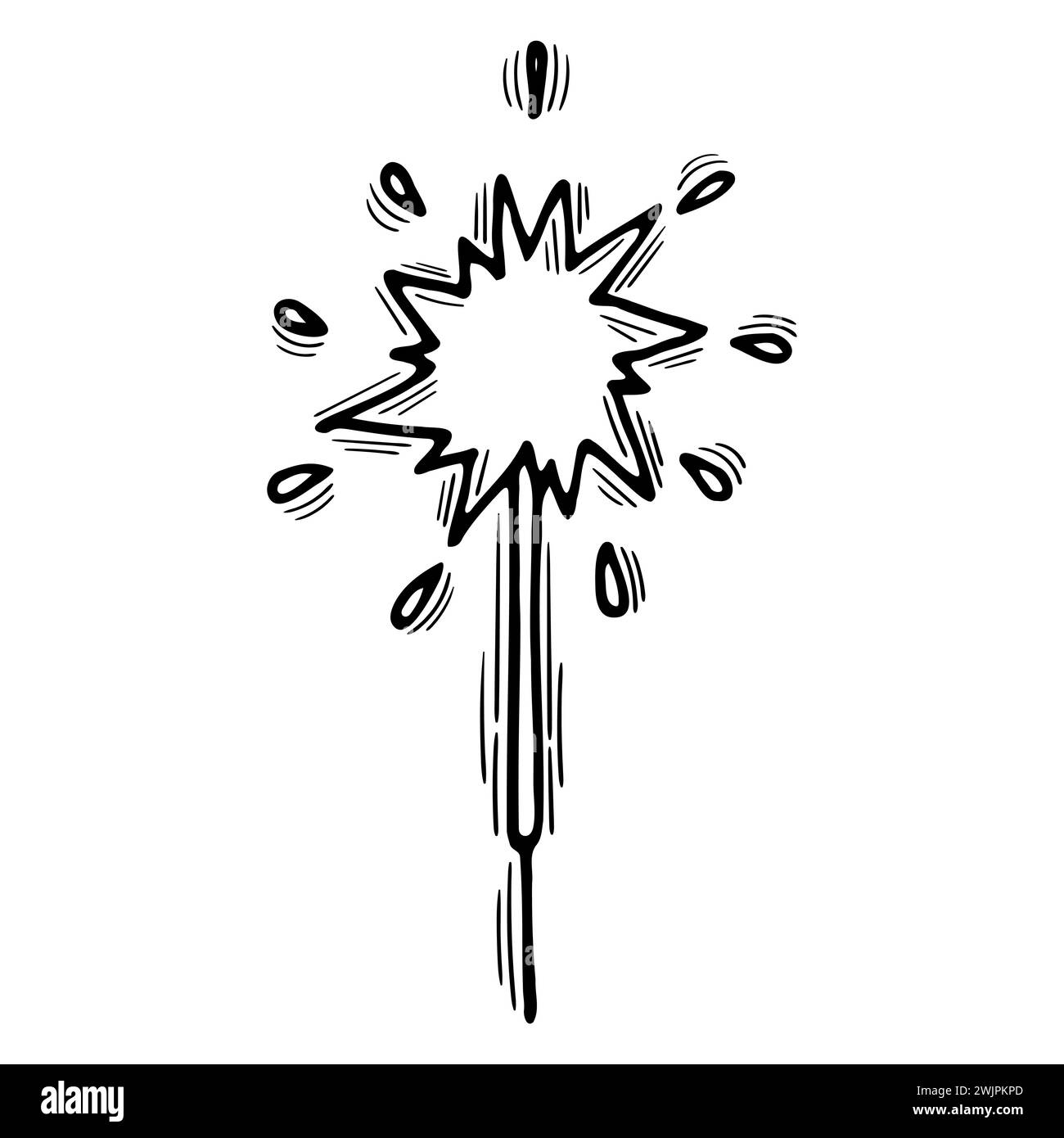Hand drawn sparkler. Doodle firework, firecracker, petard. Celebration ...