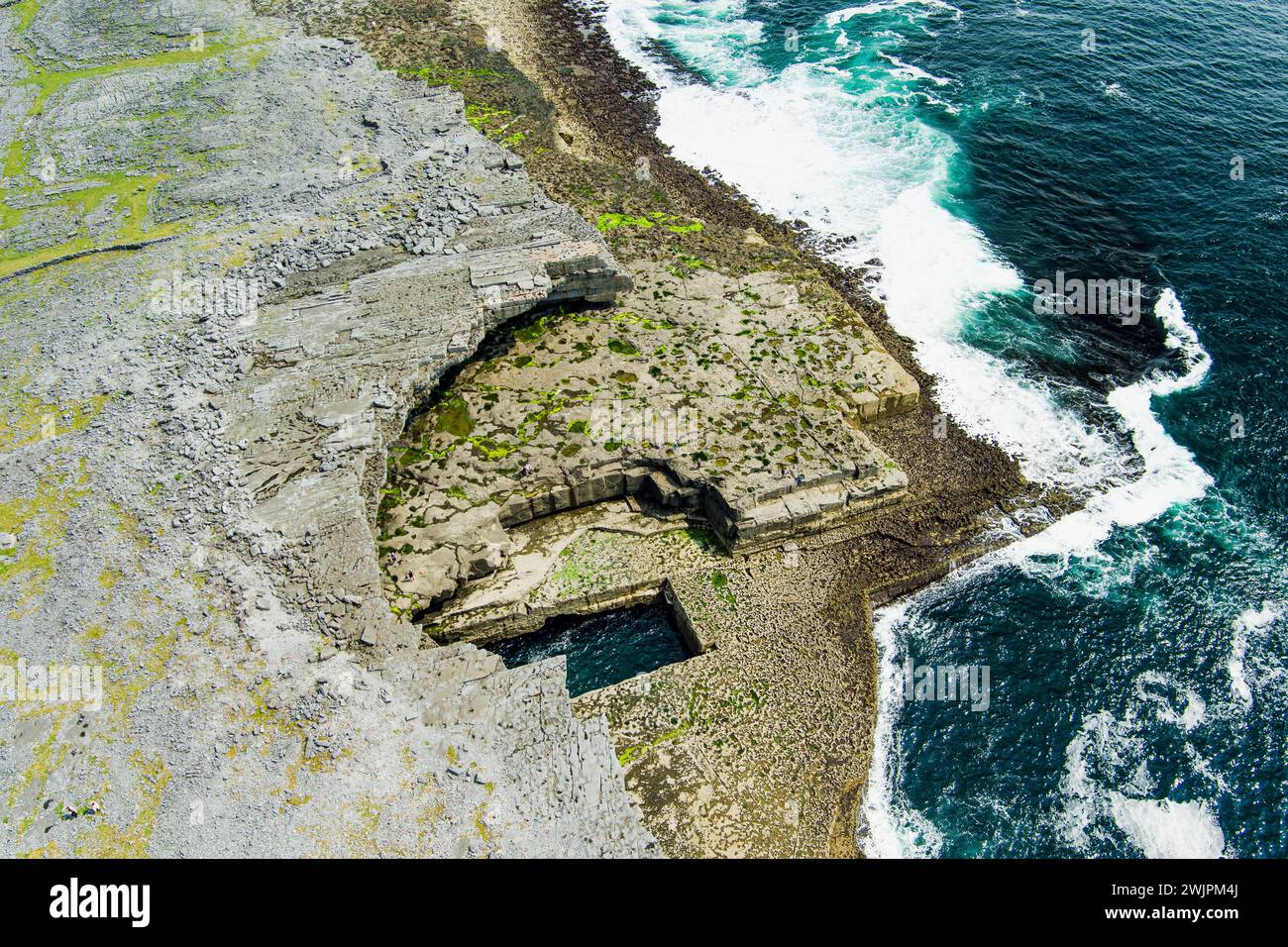 Aerial view of famous Poll na bPeist or the Wormhole. Natural ...