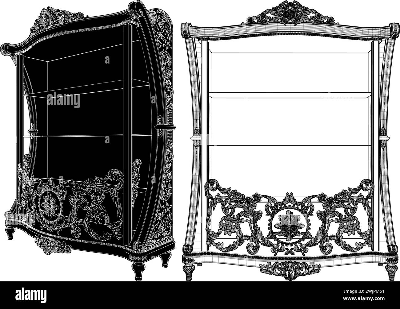 Vintage Showcase Cupboard Sideboard Vector A Vector Illustration Of Glass Case Isolated On