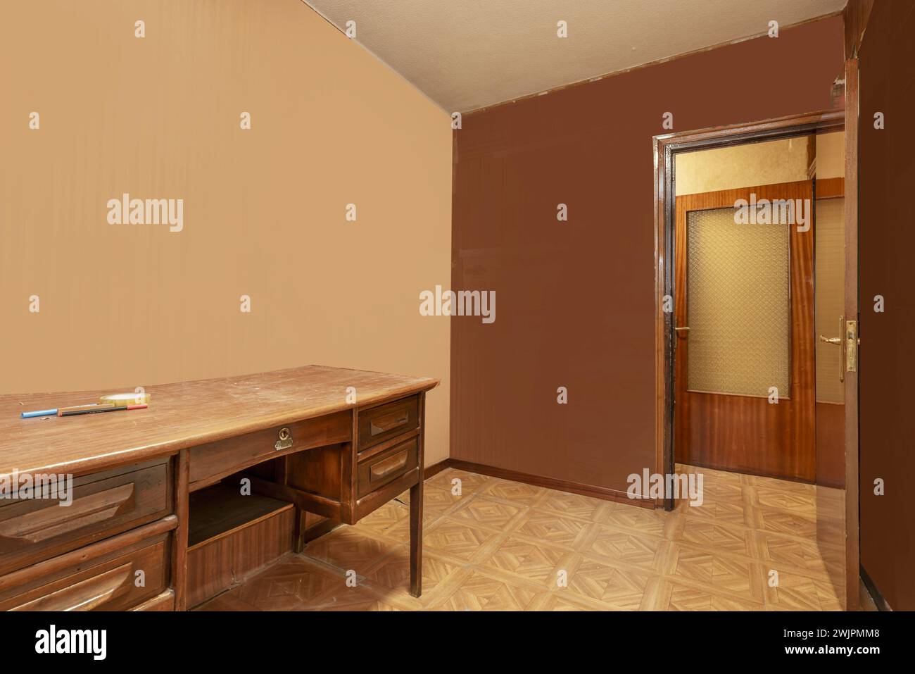 Ugly, old room with dirty furniture in a house in need of a ...