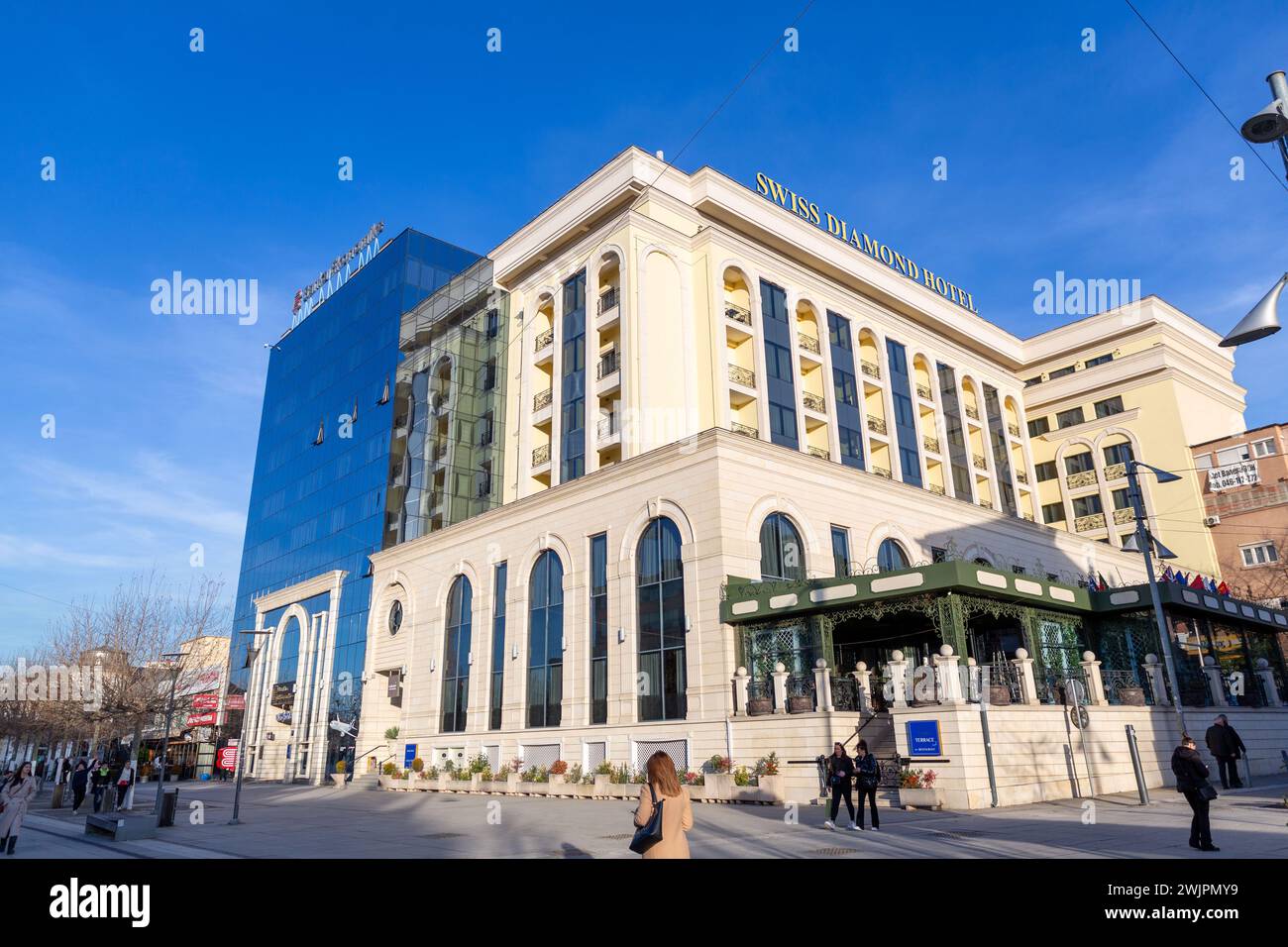 Pristina, Kosovo - February 5, 2024: Skanderbeg Square is a central ...