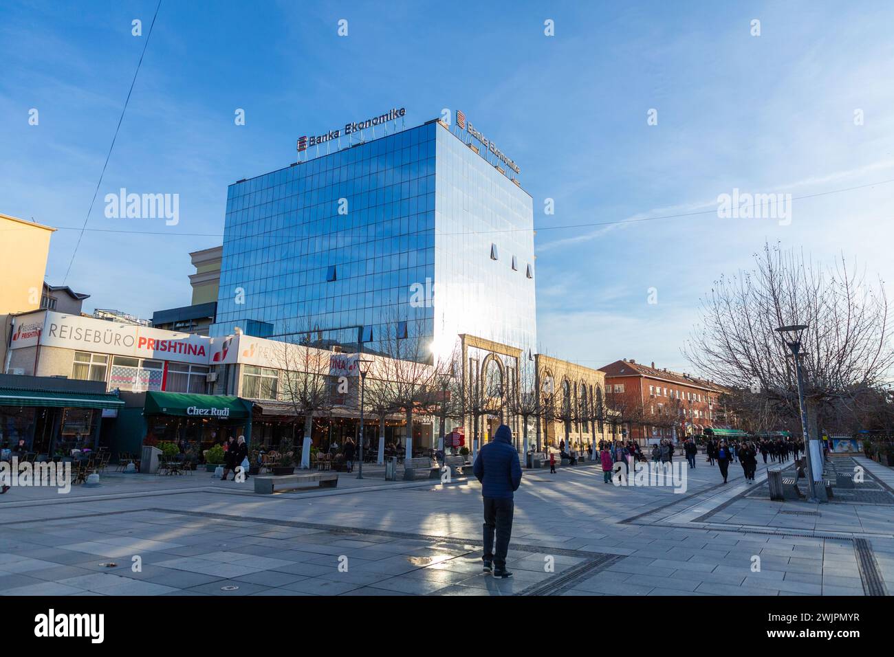 Pristina, Kosovo - February 5, 2024: Skanderbeg Square is a central ...