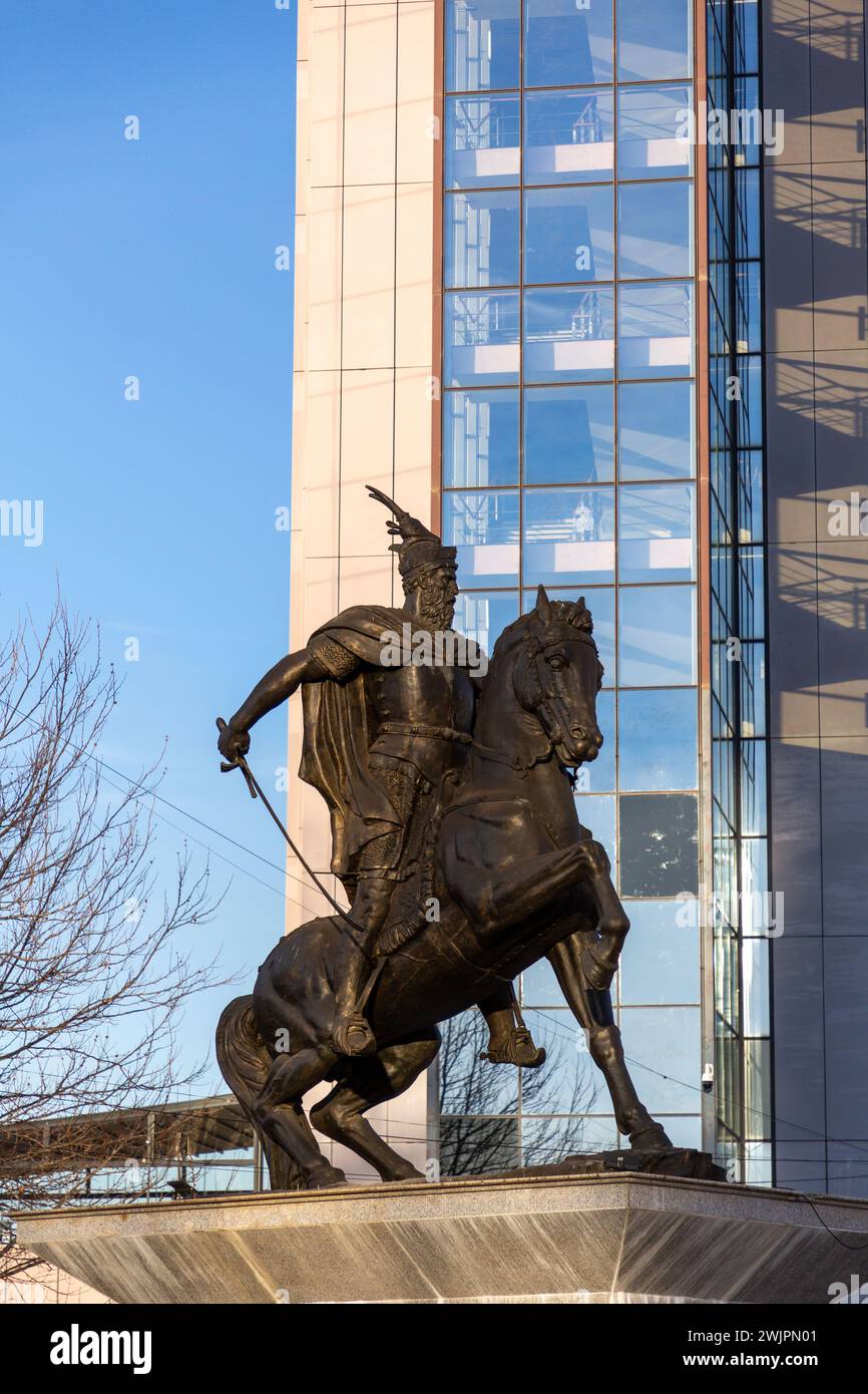 Pristina, Kosovo - February 5, 2024: Skanderbeg Square is a central ...
