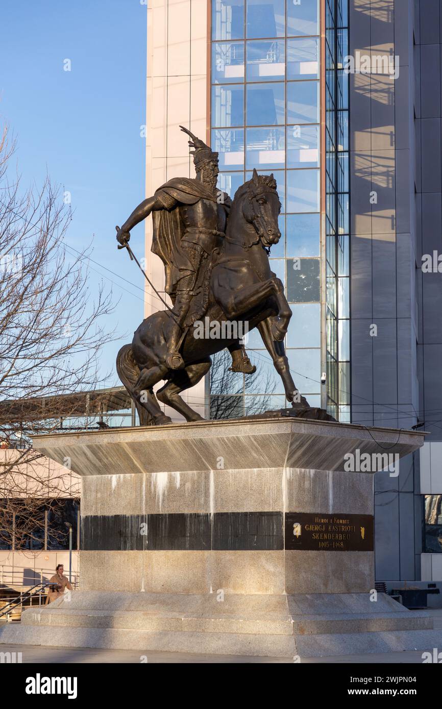 Pristina, Kosovo - February 5, 2024: Skanderbeg Square is a central ...