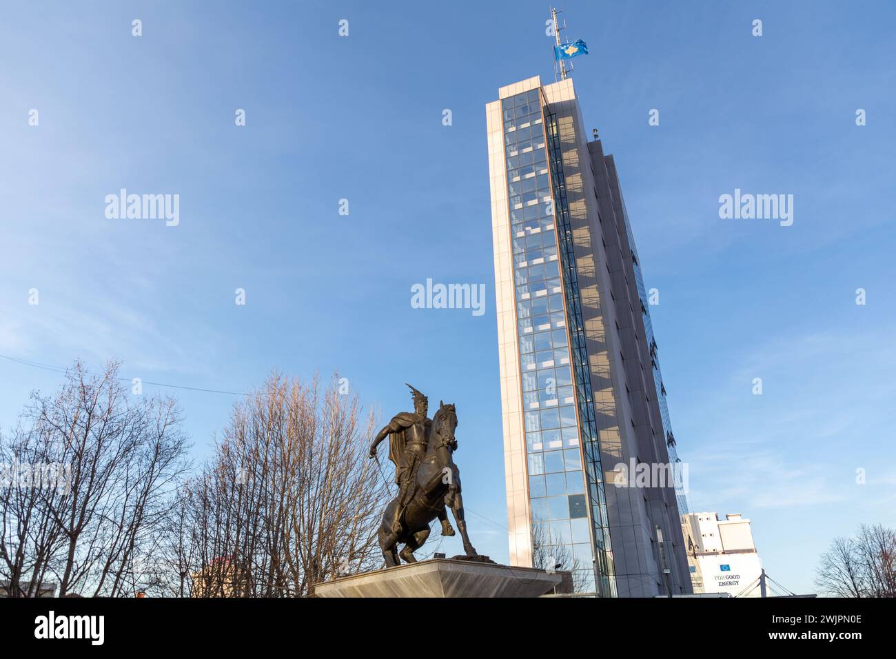 Pristina, Kosovo - February 5, 2024: Skanderbeg Square is a central ...