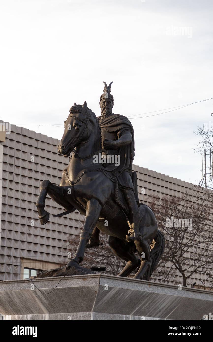 Pristina, Kosovo - February 5, 2024: Skanderbeg Square is a central ...