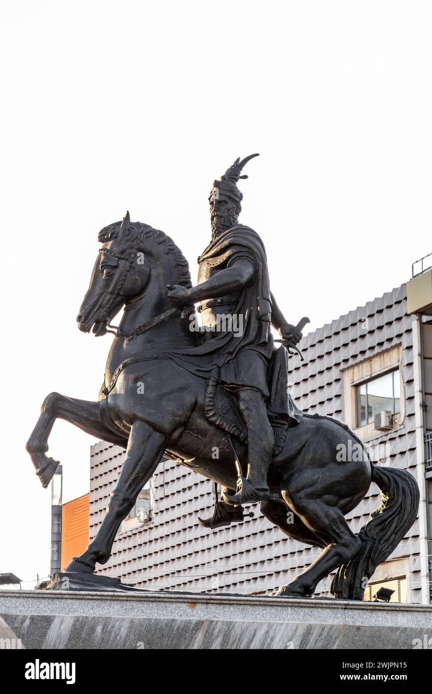 Pristina, Kosovo - February 5, 2024: Skanderbeg Square is a central ...