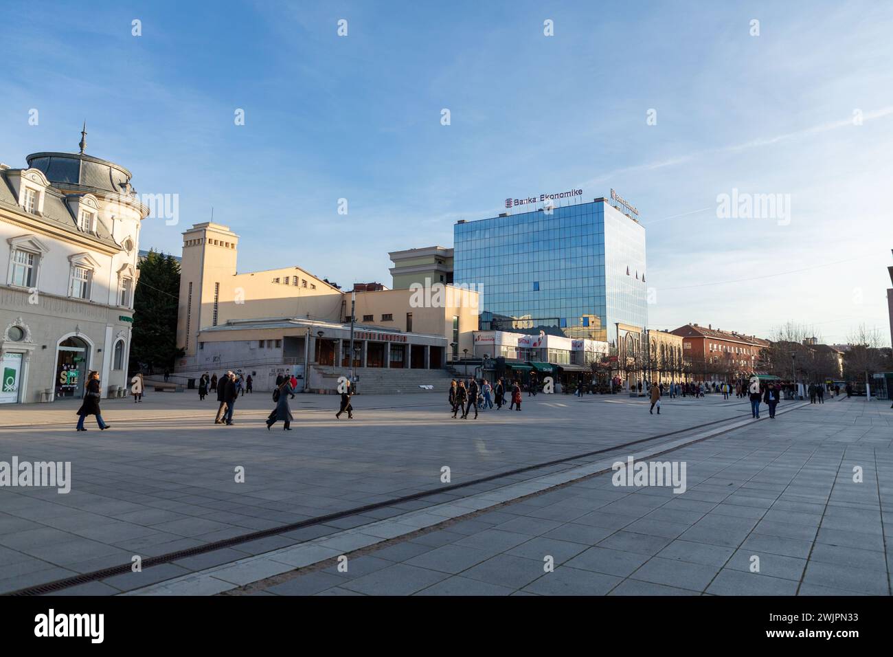 Pristina, Kosovo - February 5, 2024: Skanderbeg Square is a central ...