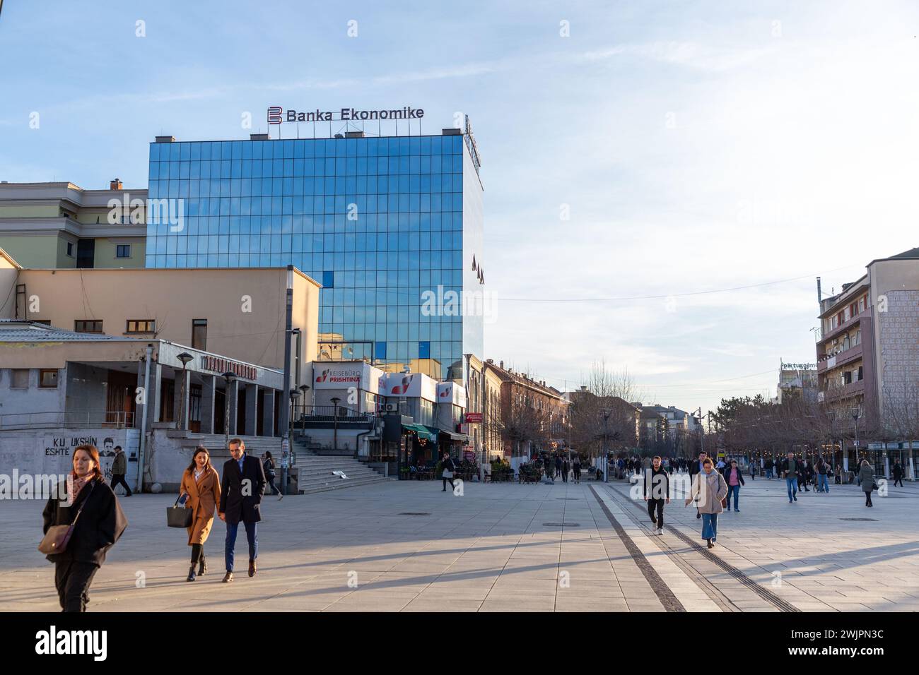 Pristina, Kosovo - February 5, 2024: Skanderbeg Square is a central ...