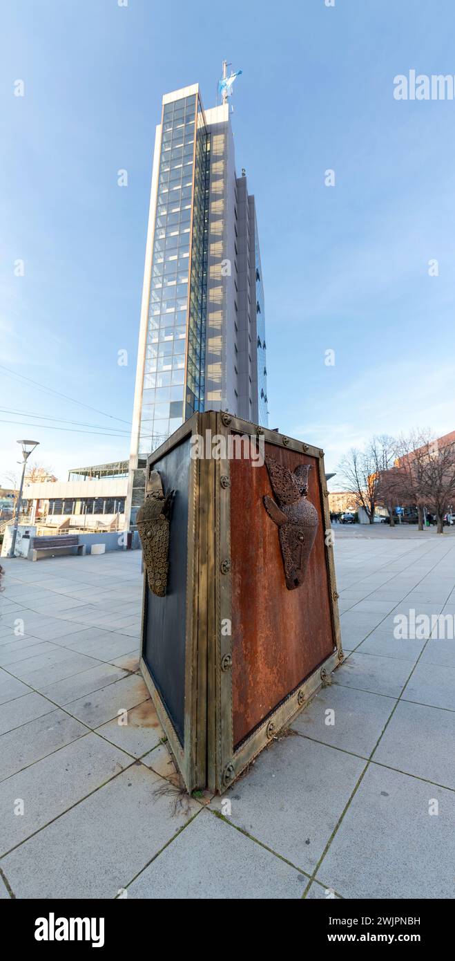 Pristina, Kosovo - February 5, 2024: Skanderbeg Square is a central ...