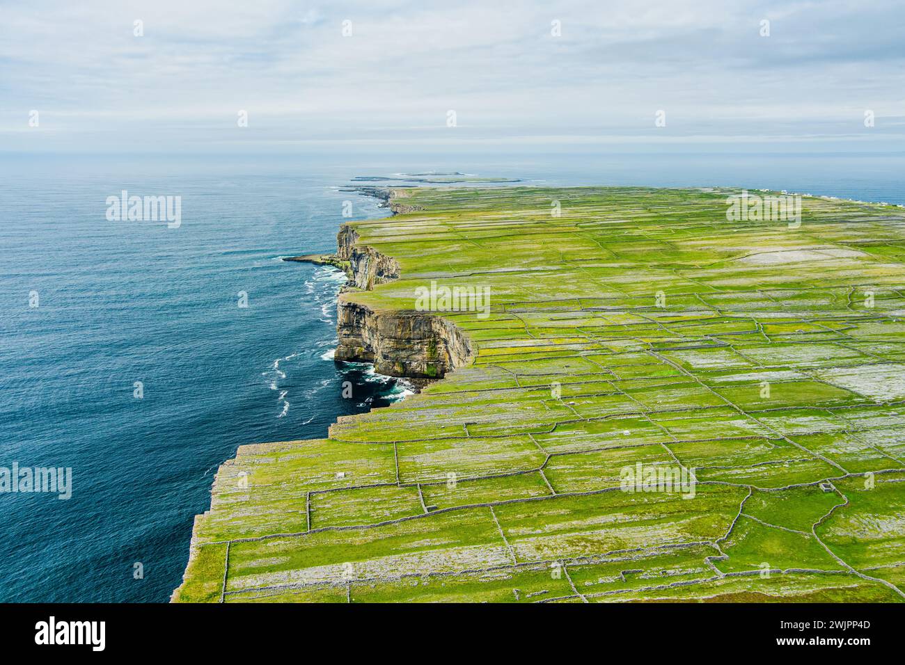 Aerial view of Inishmore or Inis Mor, the largest of the Aran Islands ...