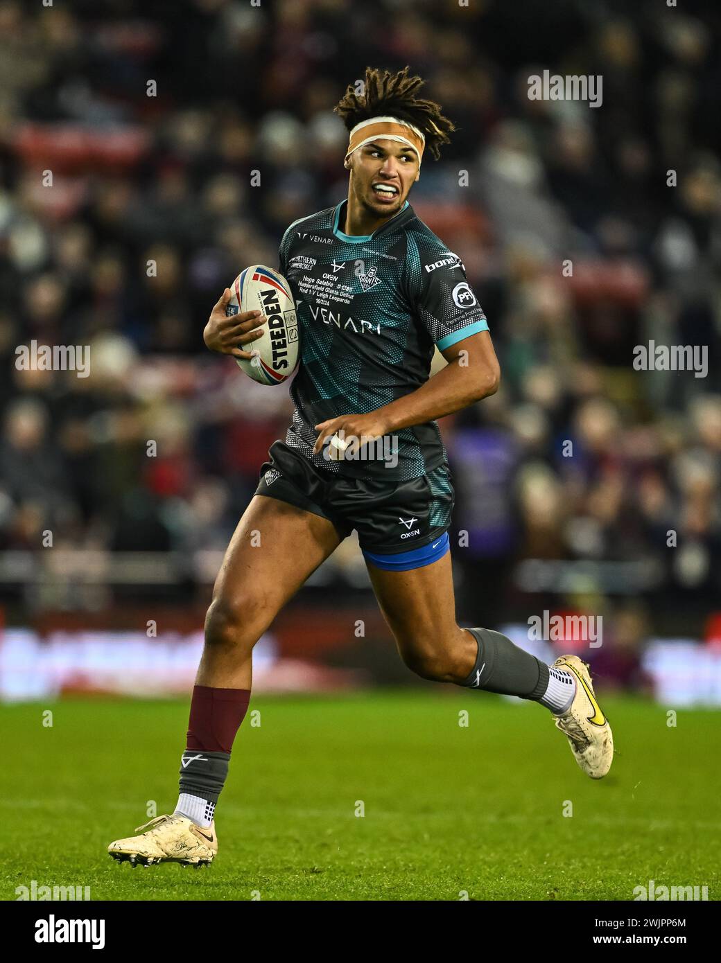 Hugo Salabio of Huddersfield Giants in action during the Betfred Super ...