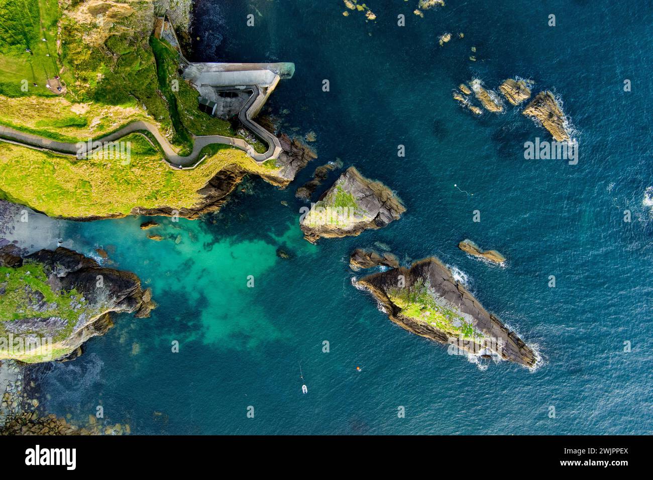 Dunquin or Dun Chaoin pier, Ireland's Sheep Highway. Aerial view of ...