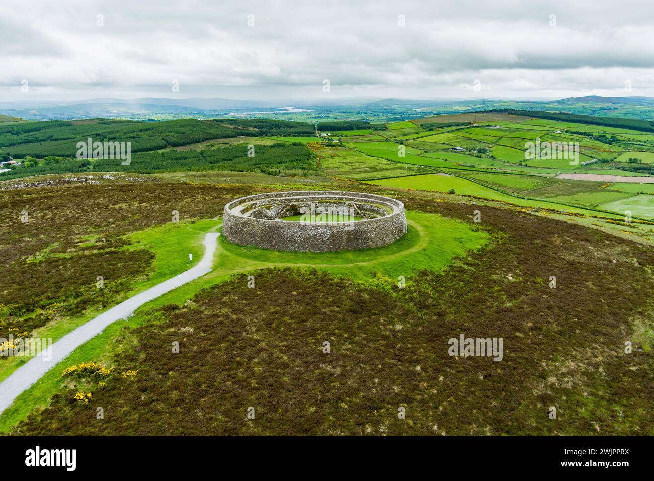 Grianan of Aileach, ancient drystone ring fort, part of lager ...