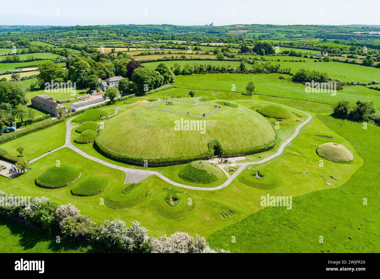Aerial view of Knowth, the largest and most remarkable ancient monument ...