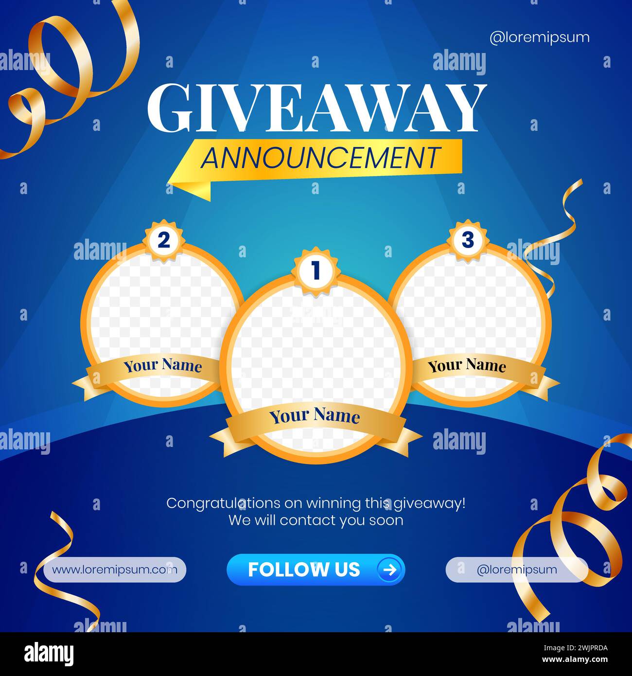 Giveaway winner announcement social media post banner template Stock ...