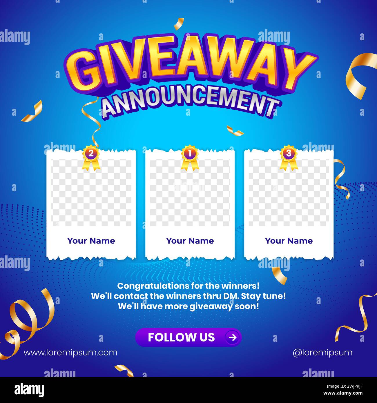Giveaway winner announcement social media post banner template Stock ...