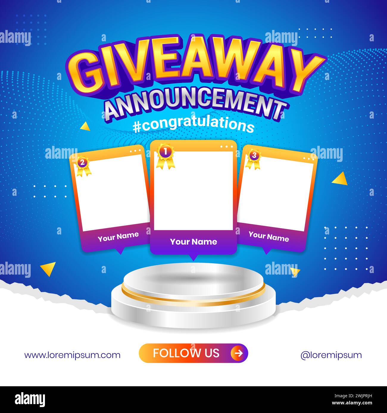 Giveaway winner announcement social media post banner template Stock ...