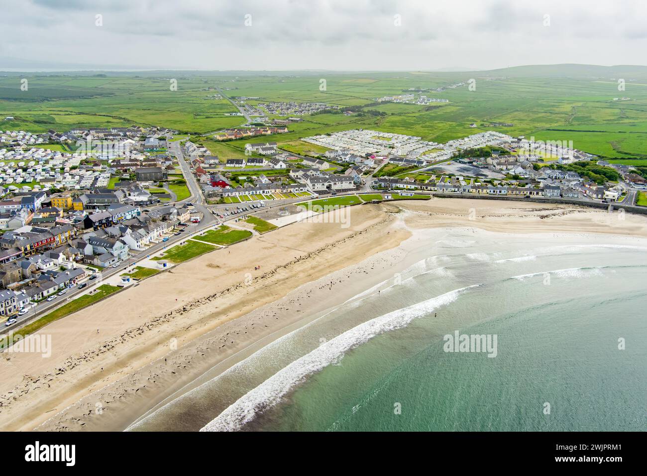 Aerial view of Kilkee, small coastal town, popular as a seaside resort ...