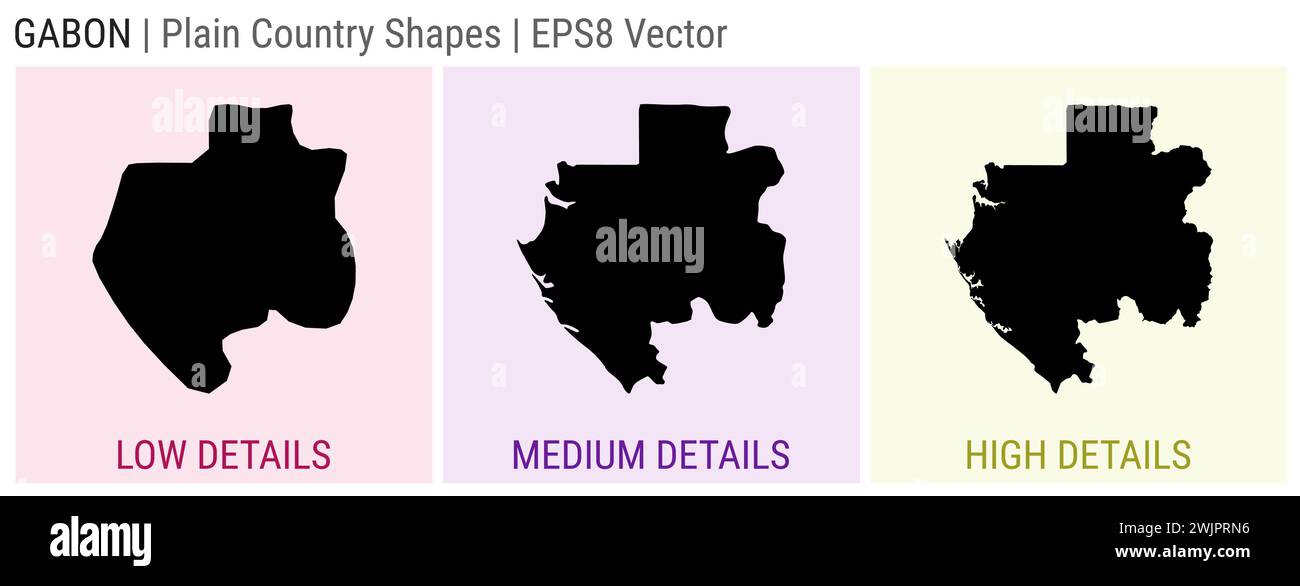 Gabon - plain country shape. Low, medium and high detailed maps of ...