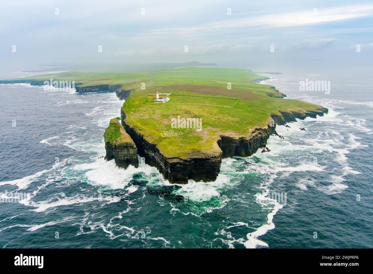 Aerial view of the Loop Head Lighthouse, located south-east of Kilkee ...