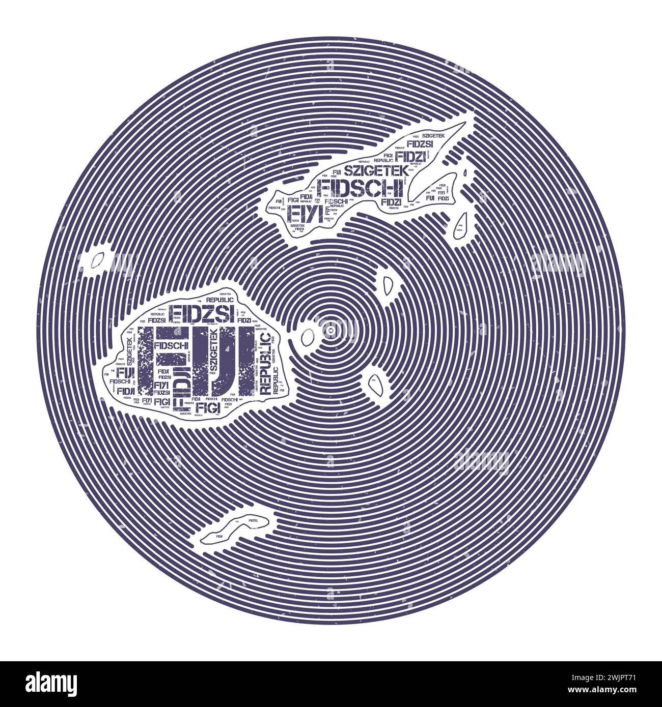 Fiji vector image. Country round logo design. Fiji poster in circular ...