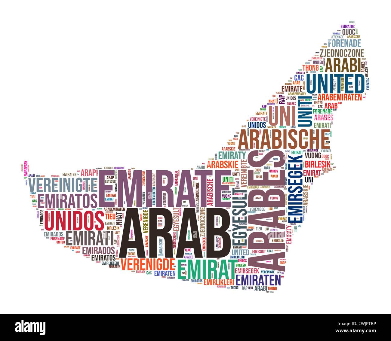 UAE country shape word cloud. Typography style country illustration ...