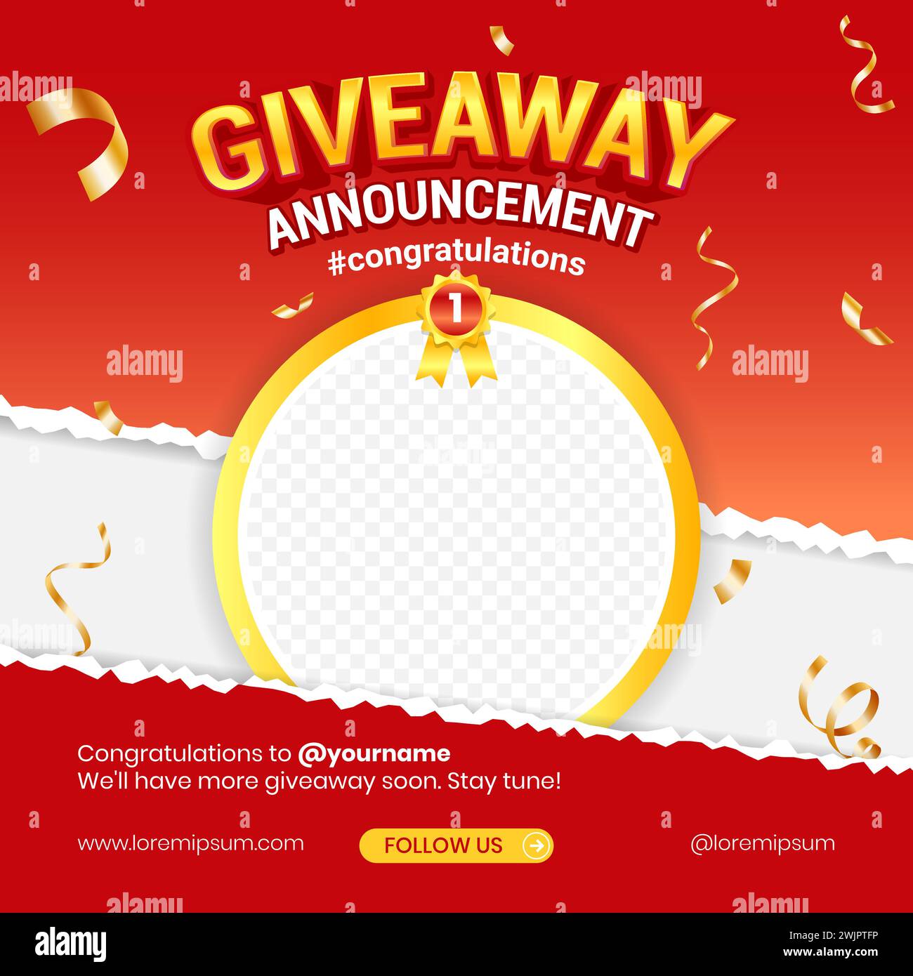 Giveaway winner announcement social media post banner template Stock ...